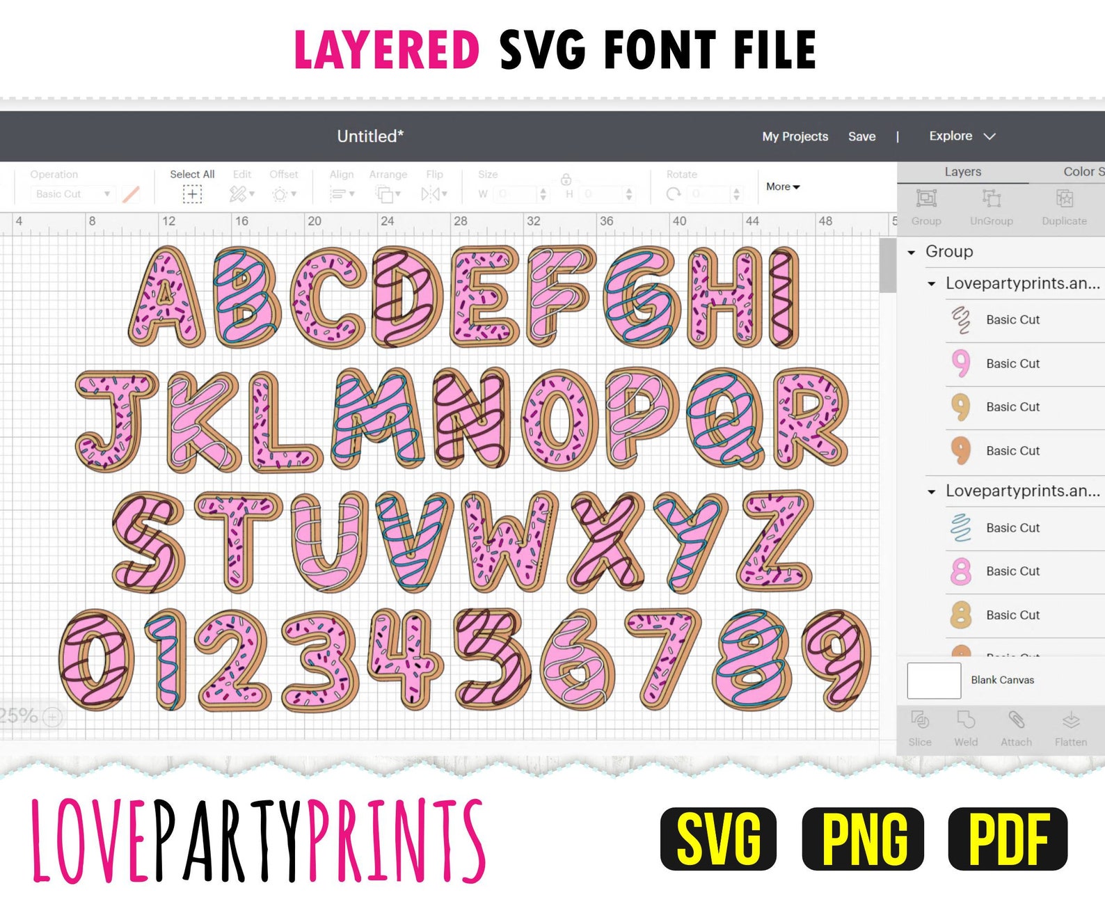 DONUT FONT SVG, Png and Pdf Files, 300dpi High Quality, Silhouette ...