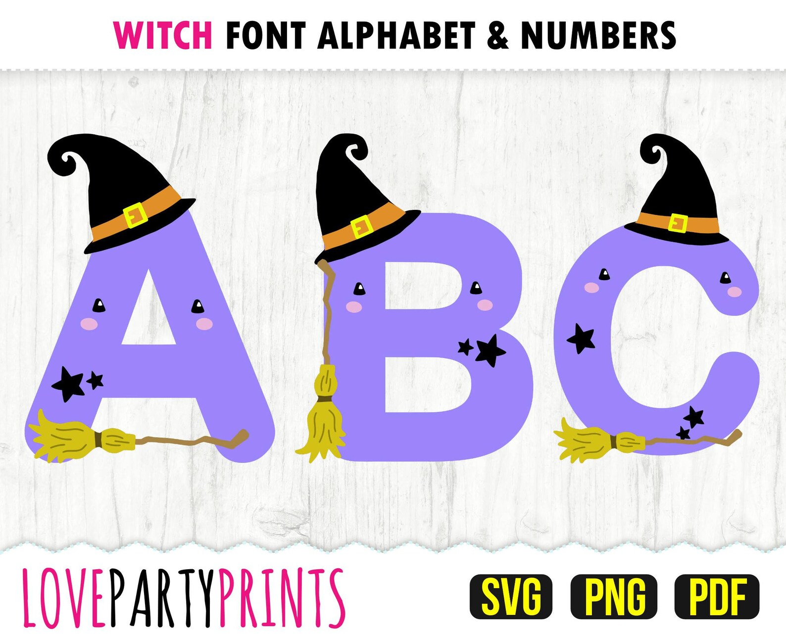 WITCH ALPHABET FONT Svg, Png and Pdf Files, Witch Font, Witch Numbers ...