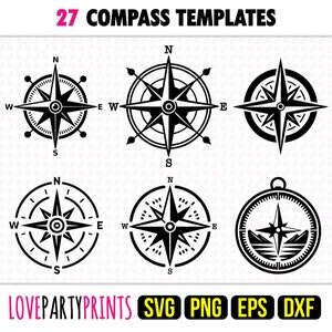 Compass SVG Bundle, PNG, EPS, Dxf, Camping Compass, Nautical Compass ...