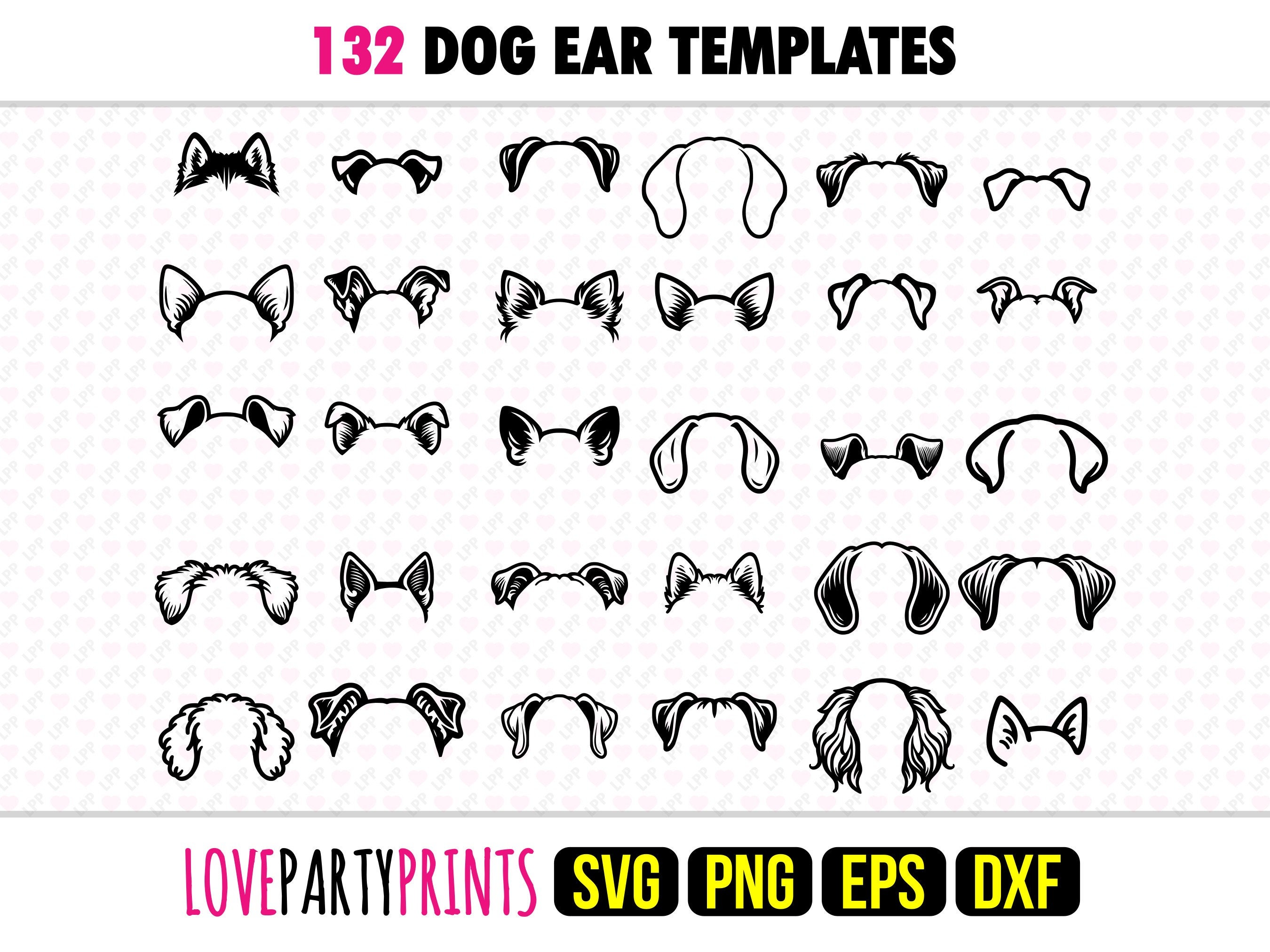 Dog Ears SVG Bundle, PNG, EPS, Dxf, 132 Dogs Vector Templates, Machine ...