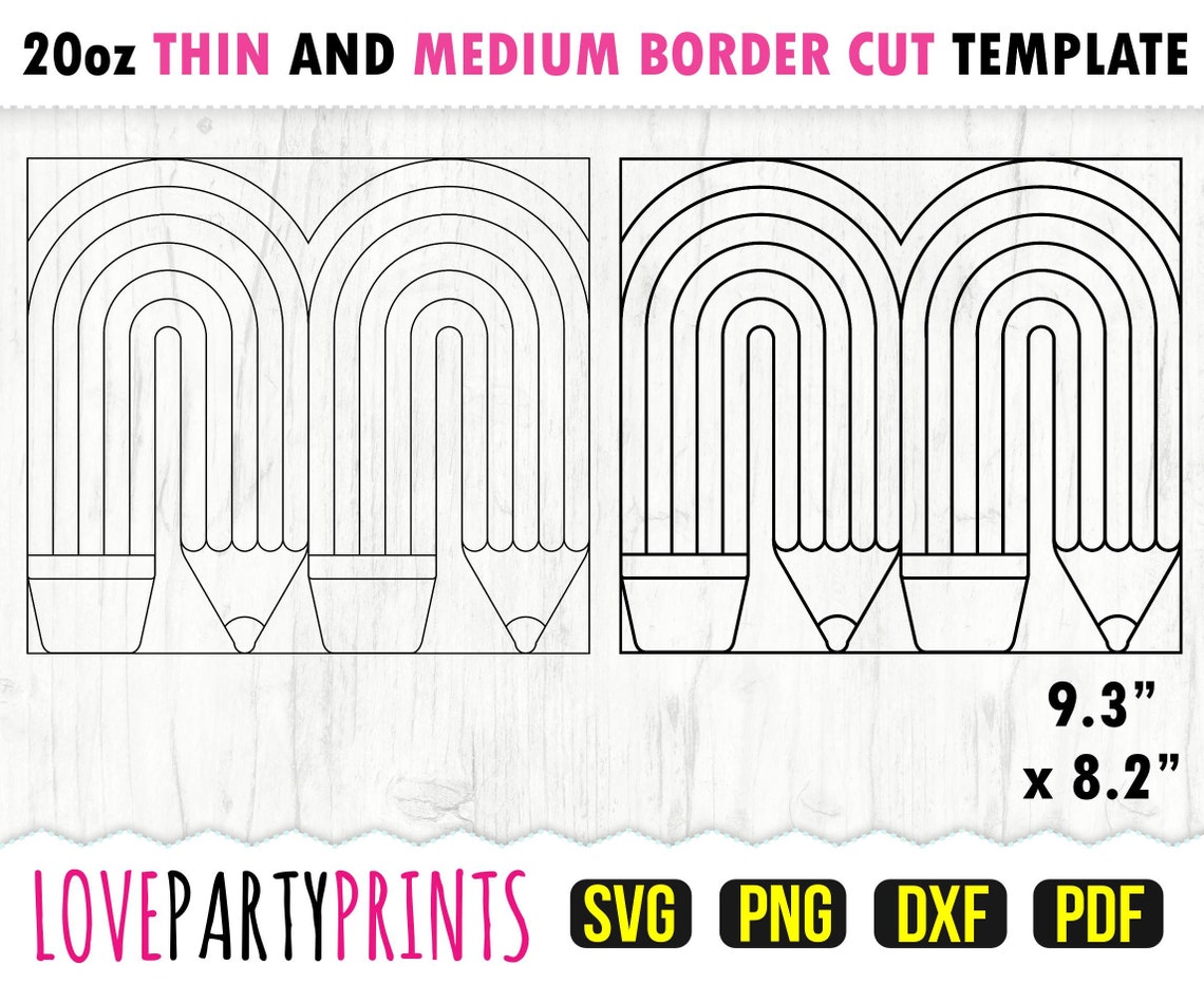 Rainbow Pencil Burst SVG DXF PNG Pdf 20 Oz Skinny Tumbler - Etsy UK