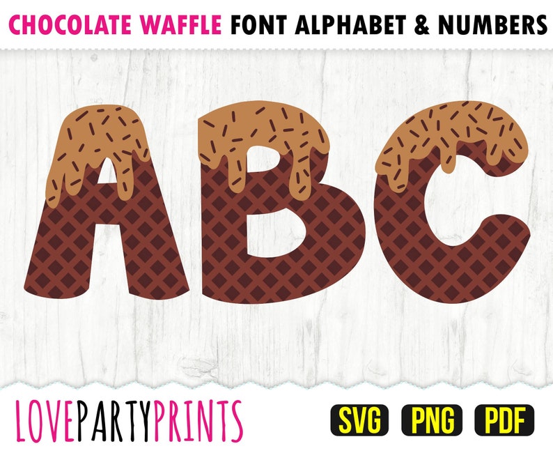 WAFFLE ICE CREAM Letters and Numbers Svg Png and Pdf Files - Etsy