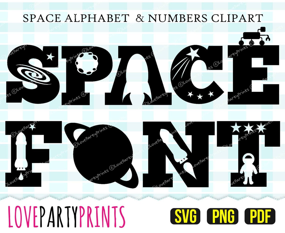 SPACE FONT SVG Png Pdf Space Alphabet and Numbers Clipart | Etsy Canada