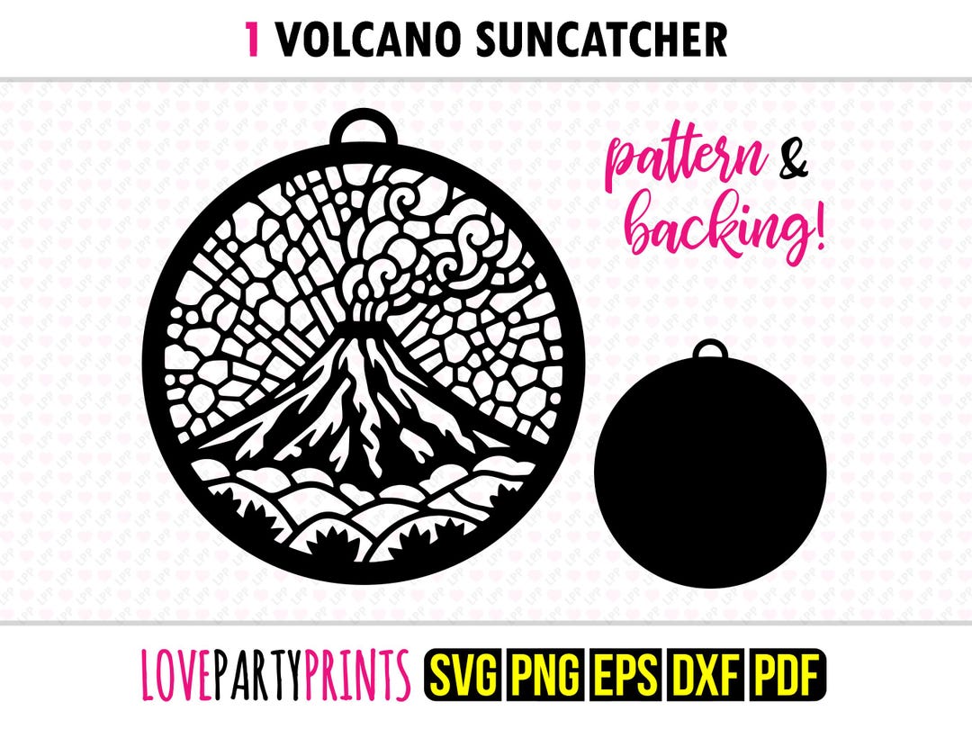 Volcano Suncatcher SVG, Dxf Png Pdf Eps, Nature Gift Window Ornament ...