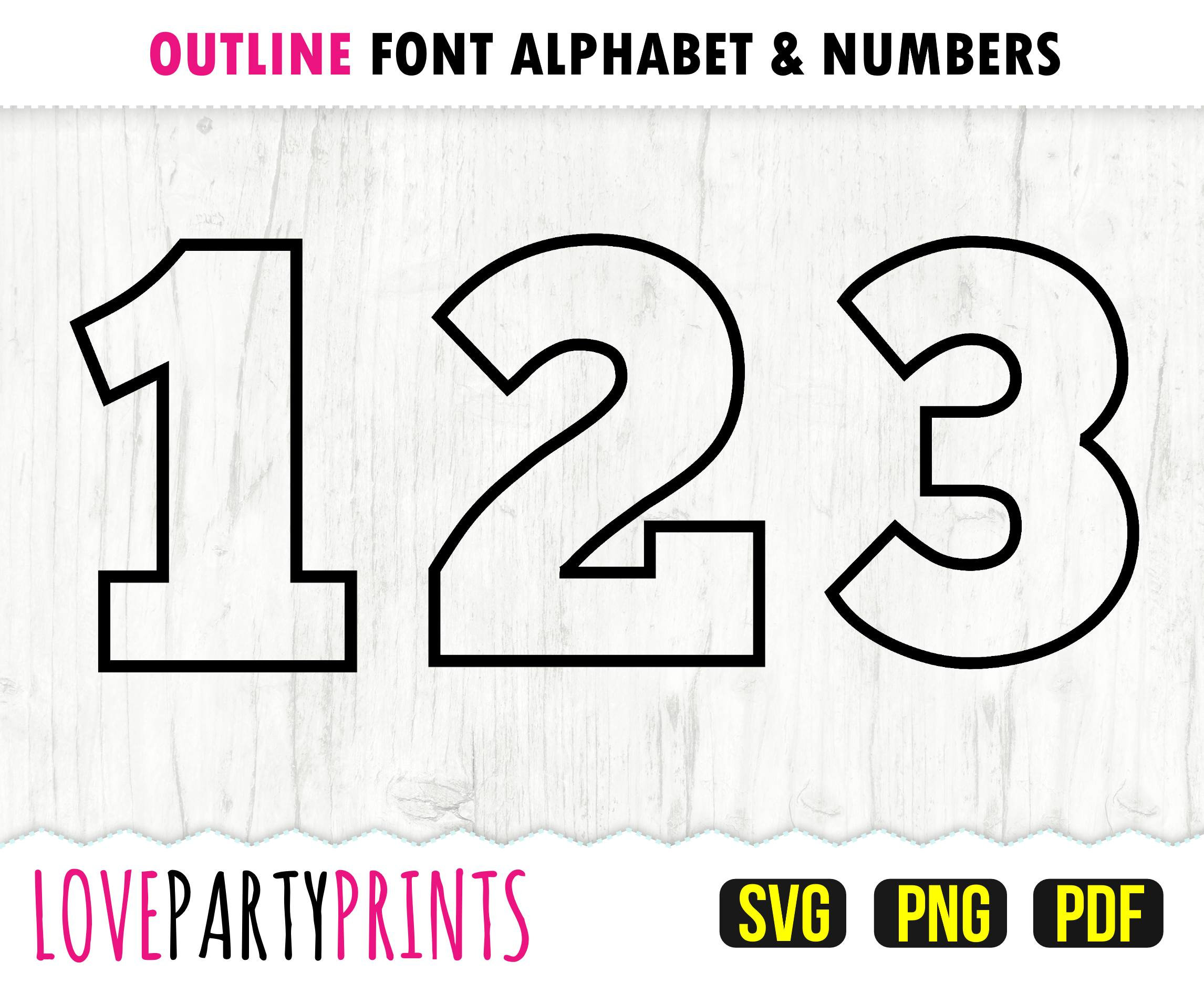 OUTLINE LETTERS and Numbers SVG Png and Pdf Files 300dpi - Etsy UK