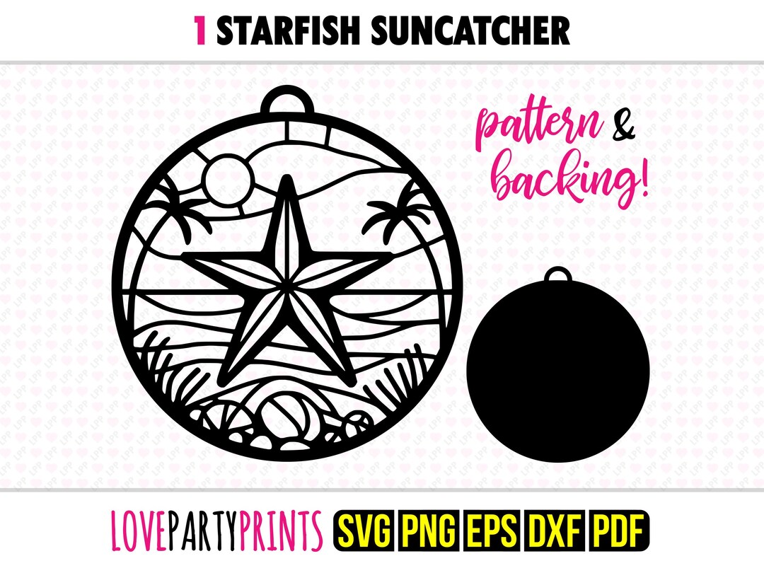 Starfish Suncatcher SVG, DXF, PNG, Pdf, Eps, Ocean Waves Hanging ...