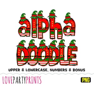 Elf Doodle Letters Numbers PNG Font, Uppercase & Lowercase Alphabet ...