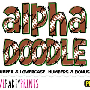 Football Alphabet Doodle PNG Font Uppercase and Lowercase - Etsy