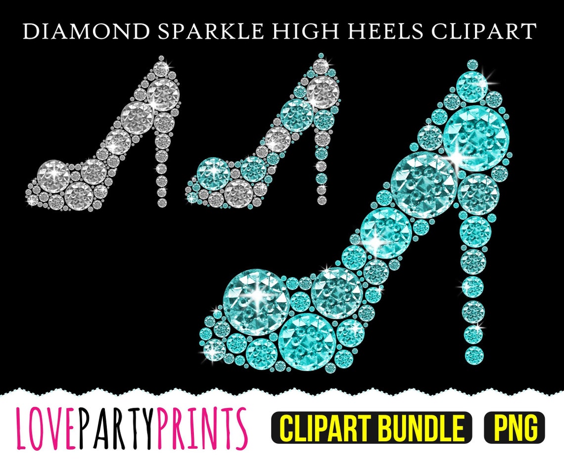 Diamond Heels Clipart PNG Files Rhinestone Heels Clipart | Etsy