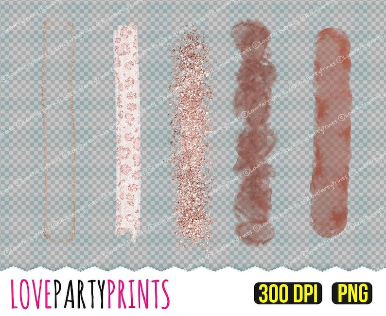 Rose Gold Brush Strokes Clipart PNG Format 300dpi Rose Gold - Etsy