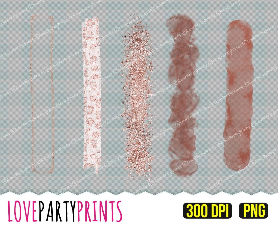 Rose Gold Brush Strokes Clipart PNG Format 300dpi Rose Gold - Etsy