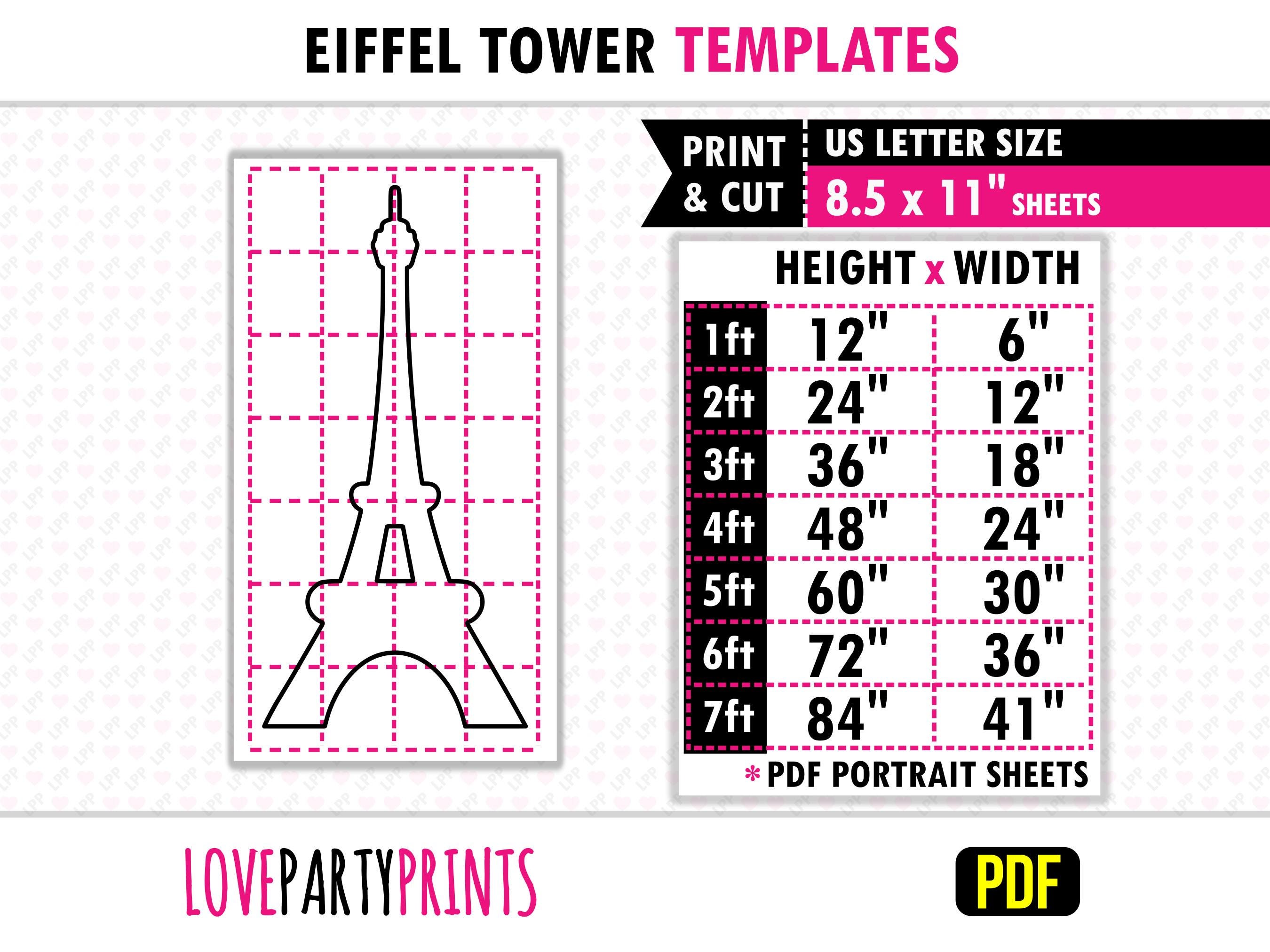 Eiffel Tower Stencil PDF, Print & Trace, Wedding Life Size Silhouette ...
