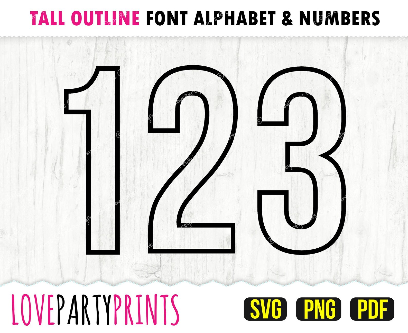 SKINNY Outline Letters and Numbers SVG Png and Pdf Files - Etsy UK