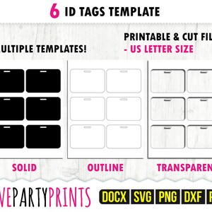 ID Badge Template Svg, Pdf, Png, Dxf, 67x99mm ID Tag Template, 8.5"x11 ...
