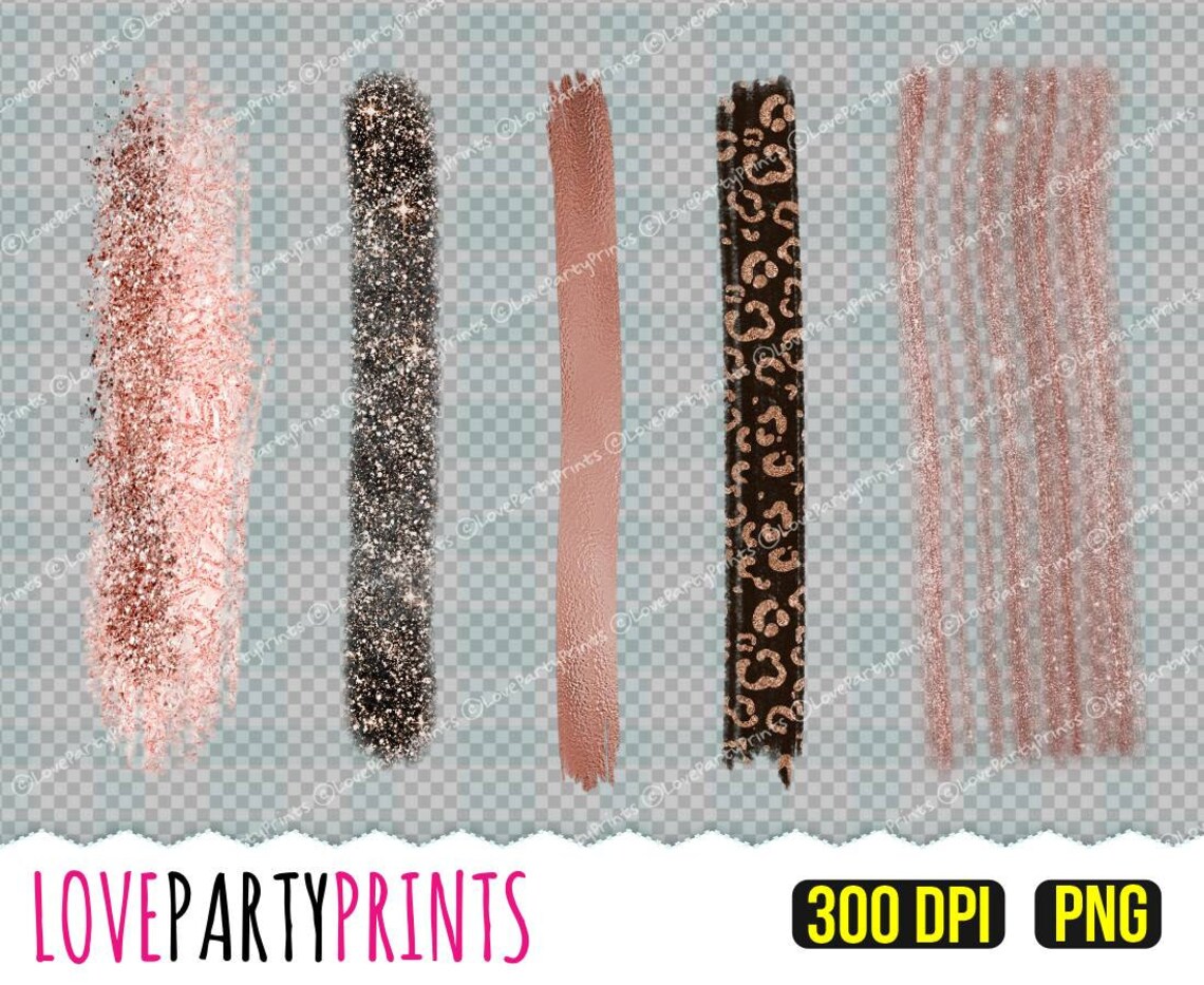 Rose Gold Brush Strokes Clipart PNG Format 300dpi Rose Gold - Etsy