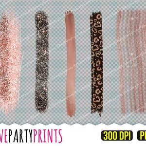 Rose Gold Brush Strokes Clipart PNG Format 300dpi Rose Gold - Etsy