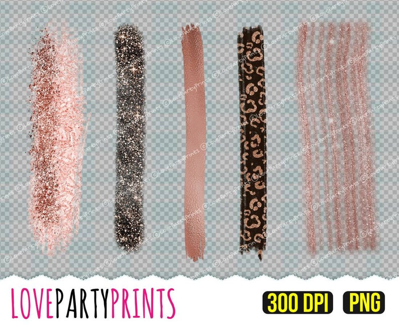 Rose Gold Brush Strokes Clipart PNG Format 300dpi Rose Gold - Etsy