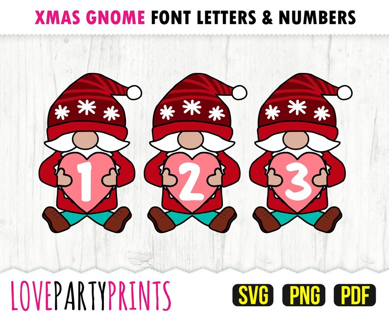 XMAS GNOME FONT Svg, Png and Pdf Files, Gnome Alphabet, Gnome Numbers ...