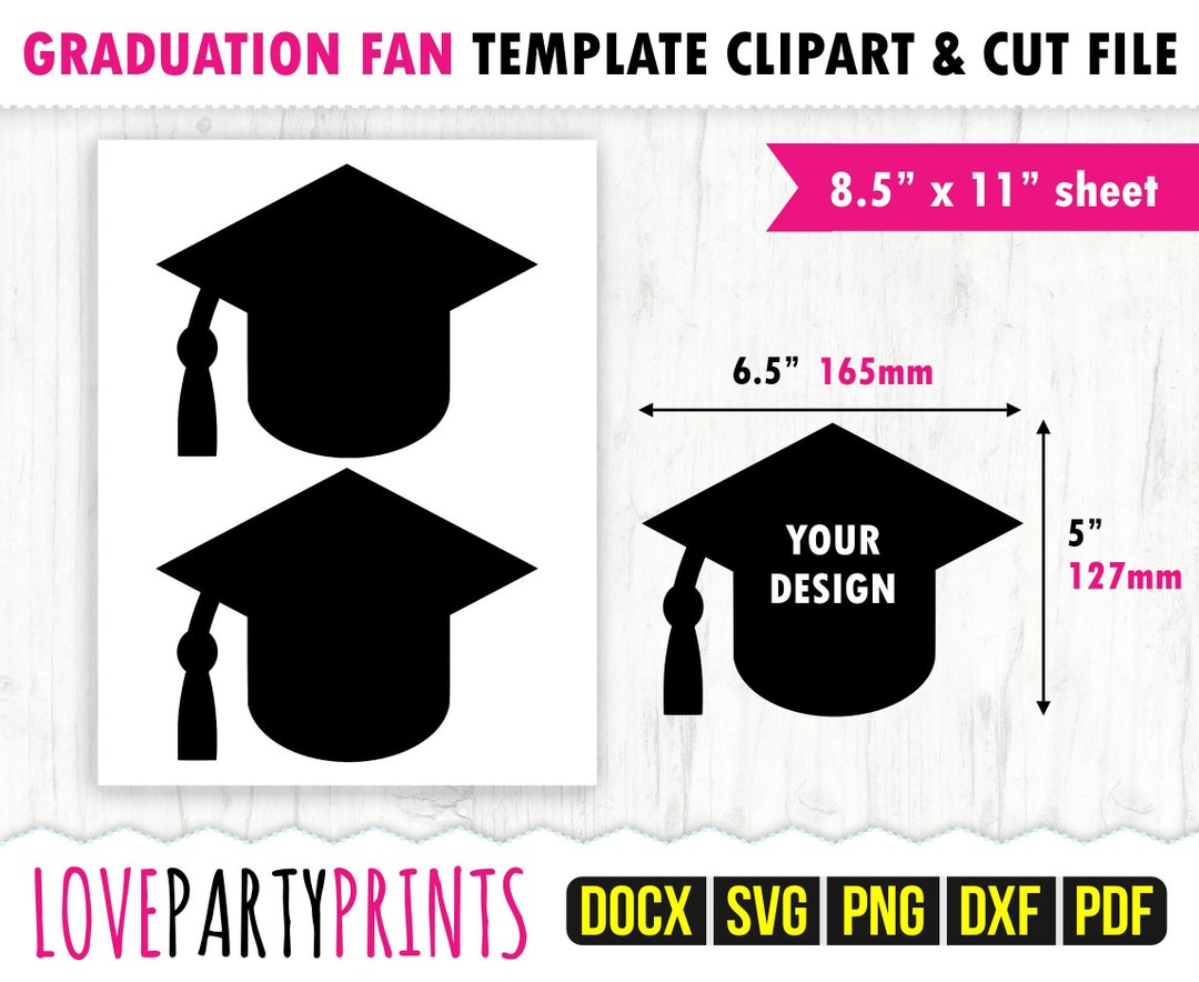 Graduation Fan Template SVG, PDF, Png, Dxf, Blank Fan Template, Letter ...