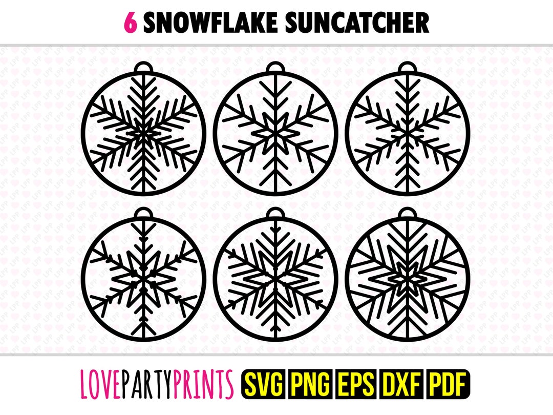 Snowflake Suncatcher SVG, DXF PNG Pdf Eps, Christmas Bauble Ornament ...