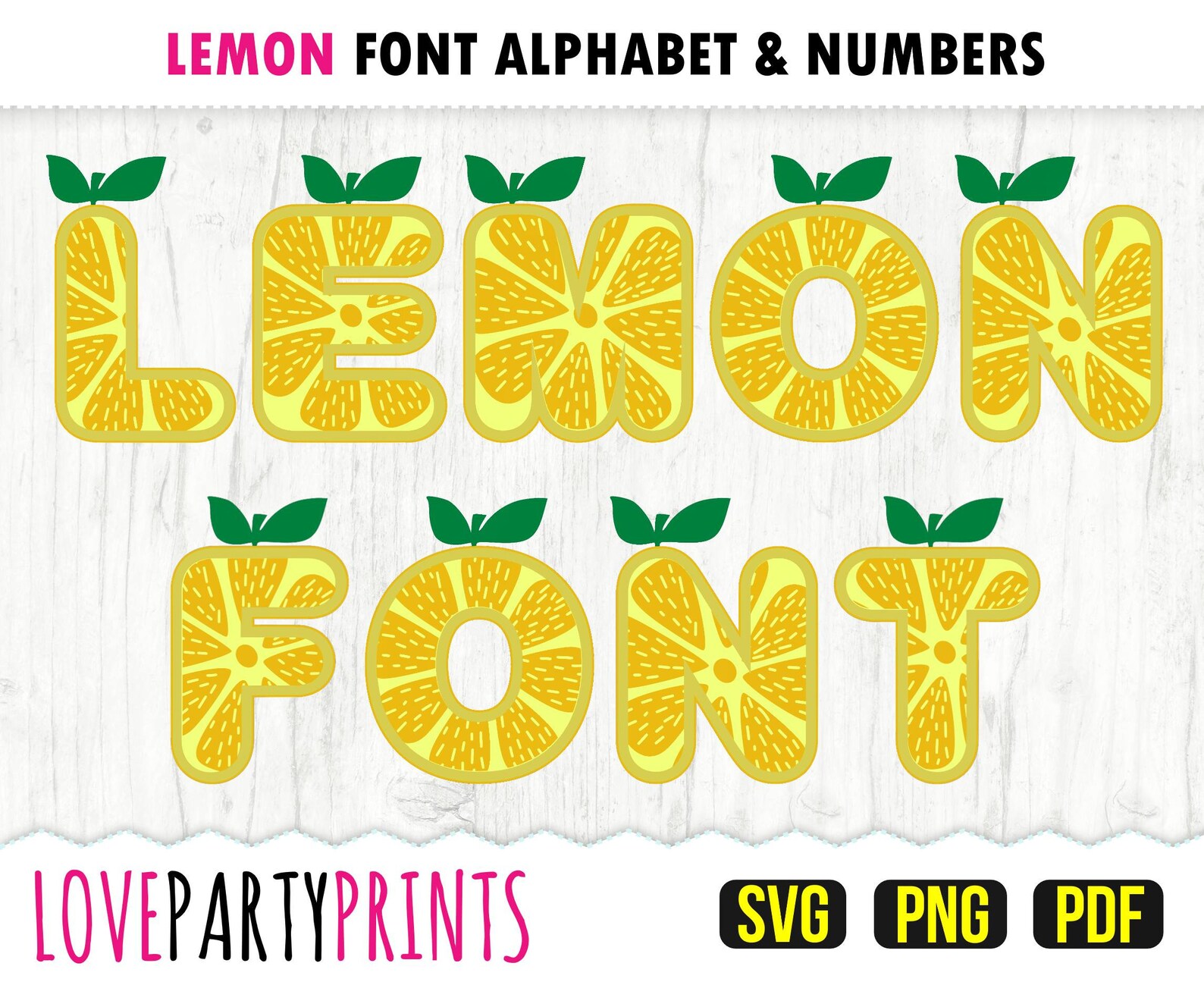 LEMON FONT SVG Png and Pdf Files 300dpi High Quality - Etsy