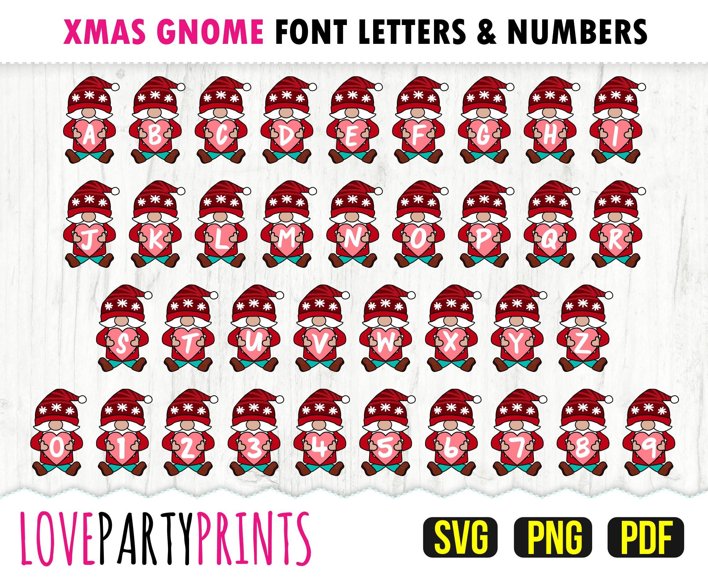 XMAS GNOME FONT Svg Png and Pdf Files Gnome Alphabet Gnome - Etsy
