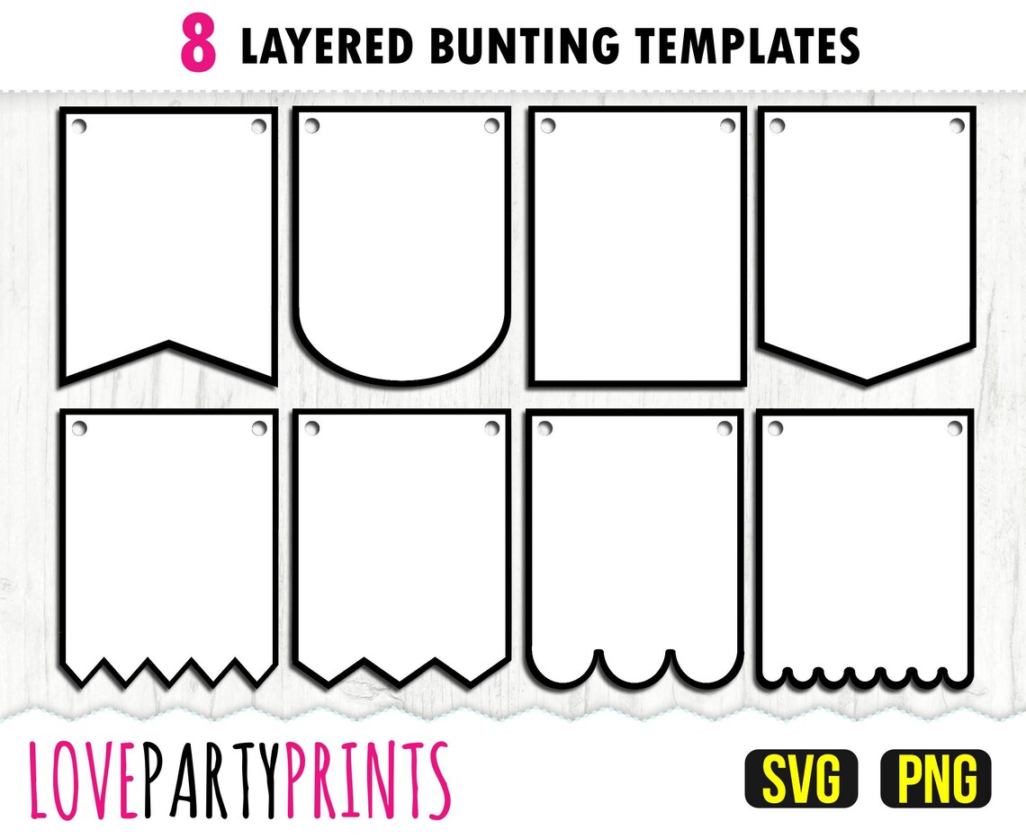 Bunting Svg Bunting Banner Svg Bunting Bundle 8 Templates - Etsy