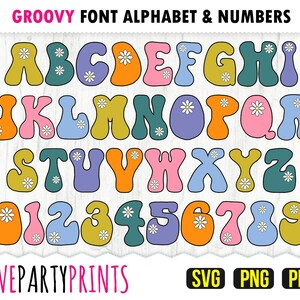 Groovy Font SVG, PNG, Pdf, Full Alphabet and Numbers, Retro Font ...