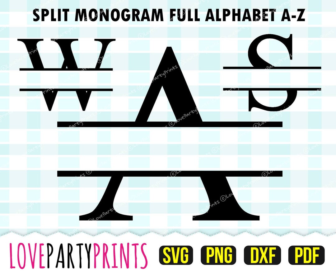 Split Monogram Font SVG PNG DXF Pdf, Split Monogram Alphabet, Split ...