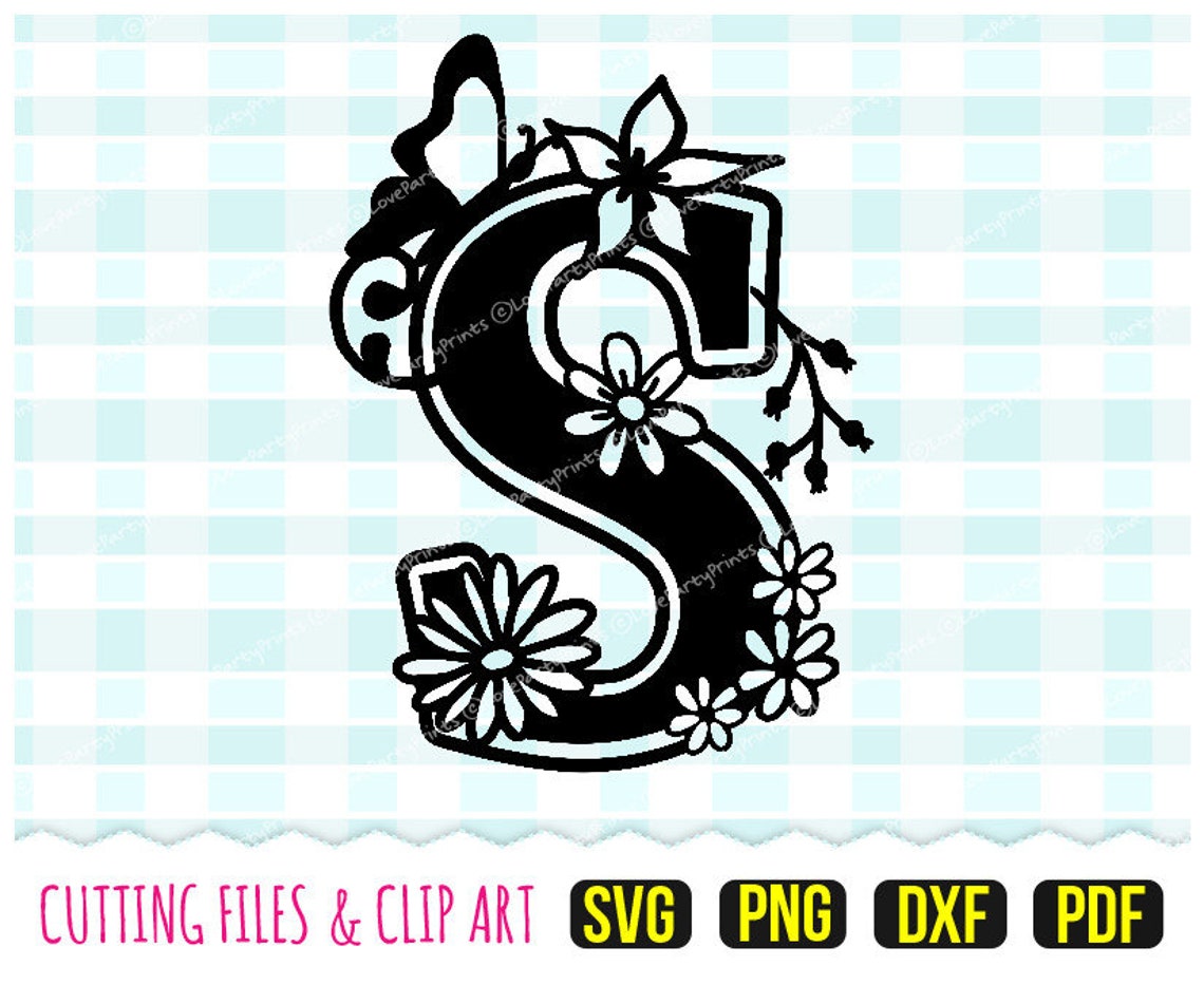 Floral Alphabet Letter Svg DXF PNG PDF Initial Svg Vector - Etsy