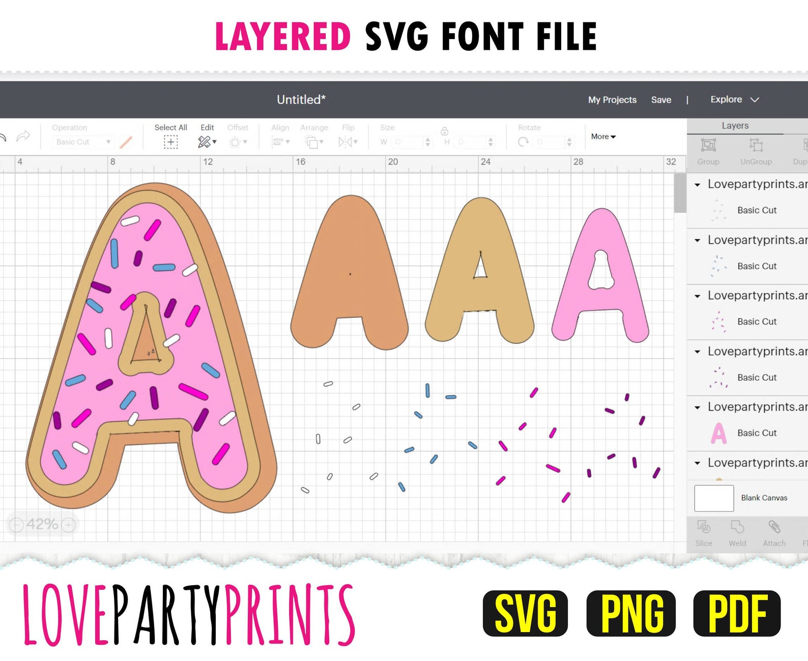 DONUT FONT SVG, Png and Pdf Files, 300dpi High Quality, Silhouette ...