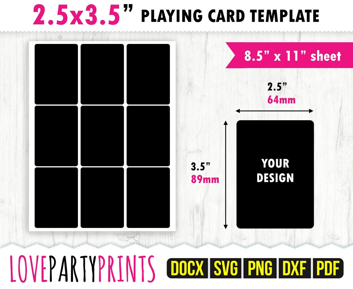 Playing Card Template Svg Pdf Png Dxf Trading Card - Etsy