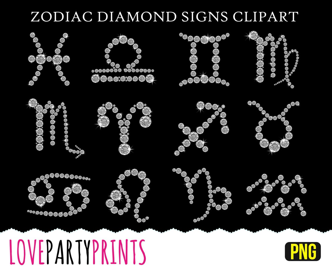 Diamond Zodiac Clipart PNG Files Diamond Astrological Sign - Etsy