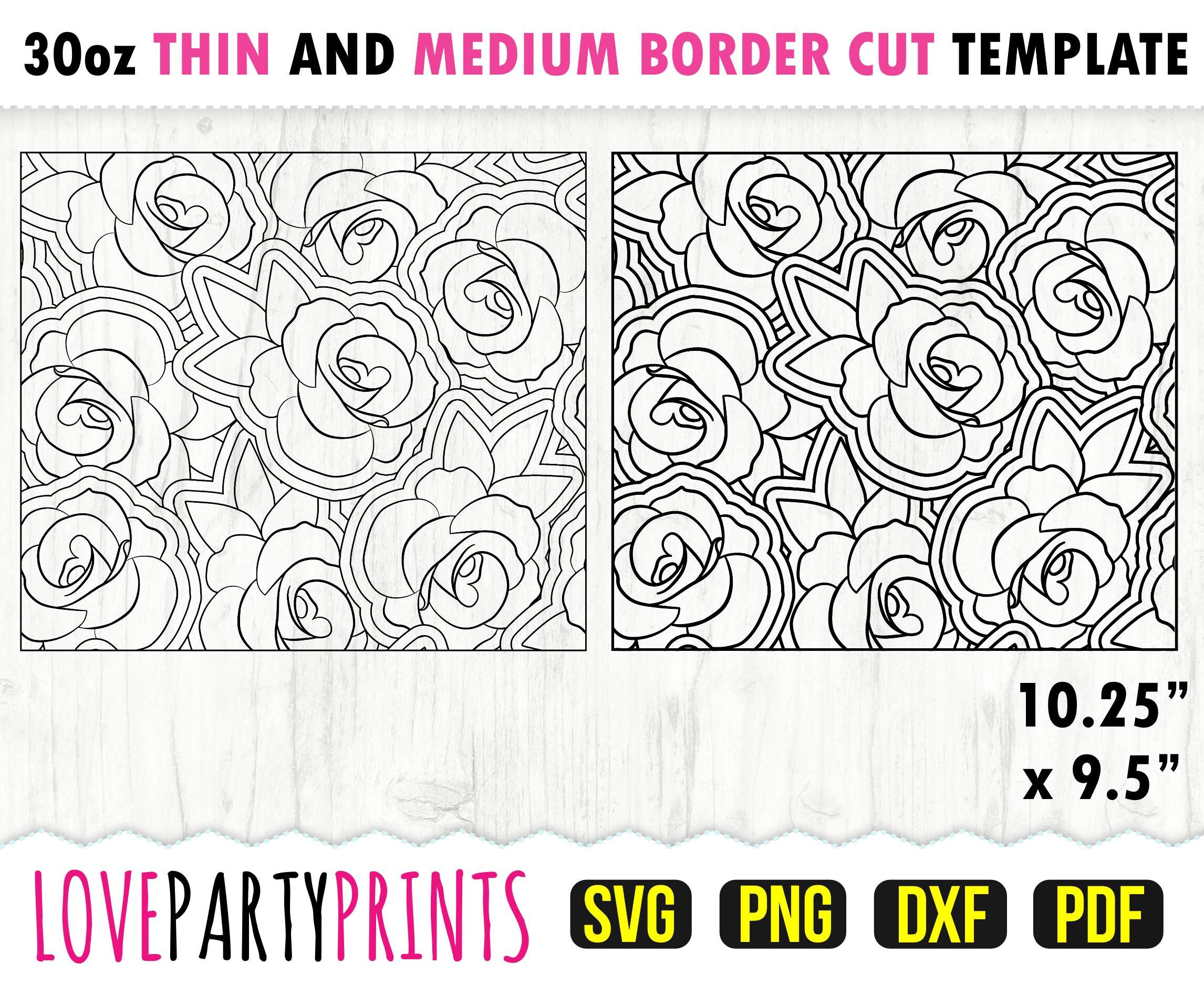 Rose Burst Template SVG DXF PNG Pdf 30 Oz Skinny Tumbler - Etsy