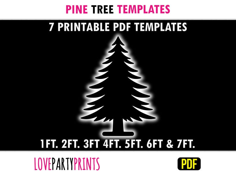 1ft - 7ft Christmas Tree PDF Template, Trace & Cut Templates, Life Size ...