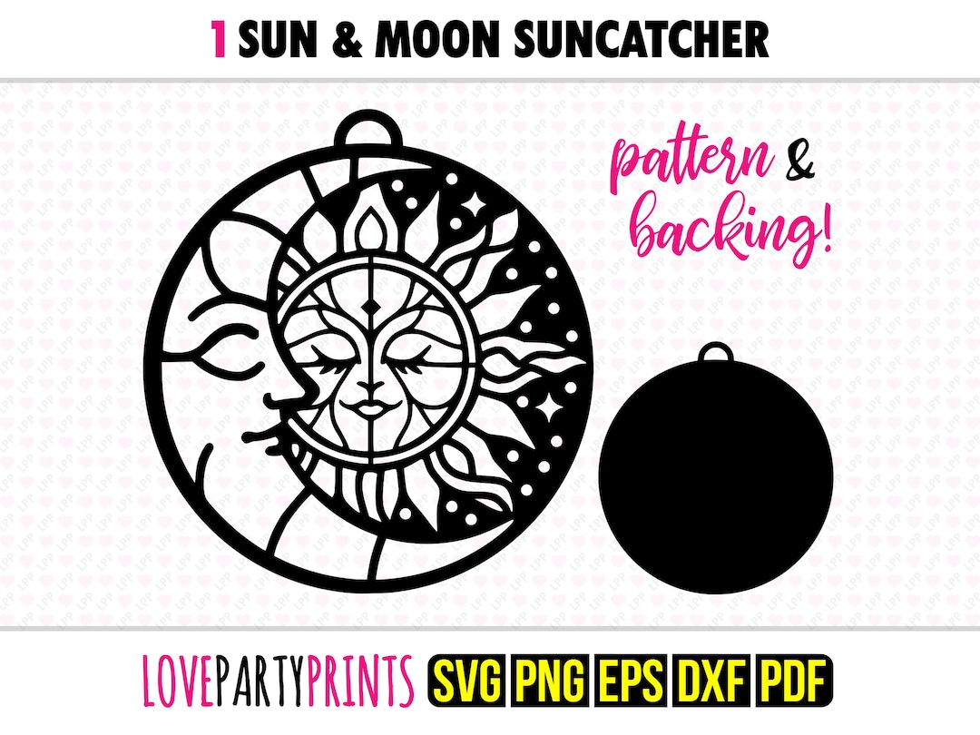 Sun and Moon SVG Suncatcher, DXF, PNG, Pdf, Eps, Celestial Astrology ...