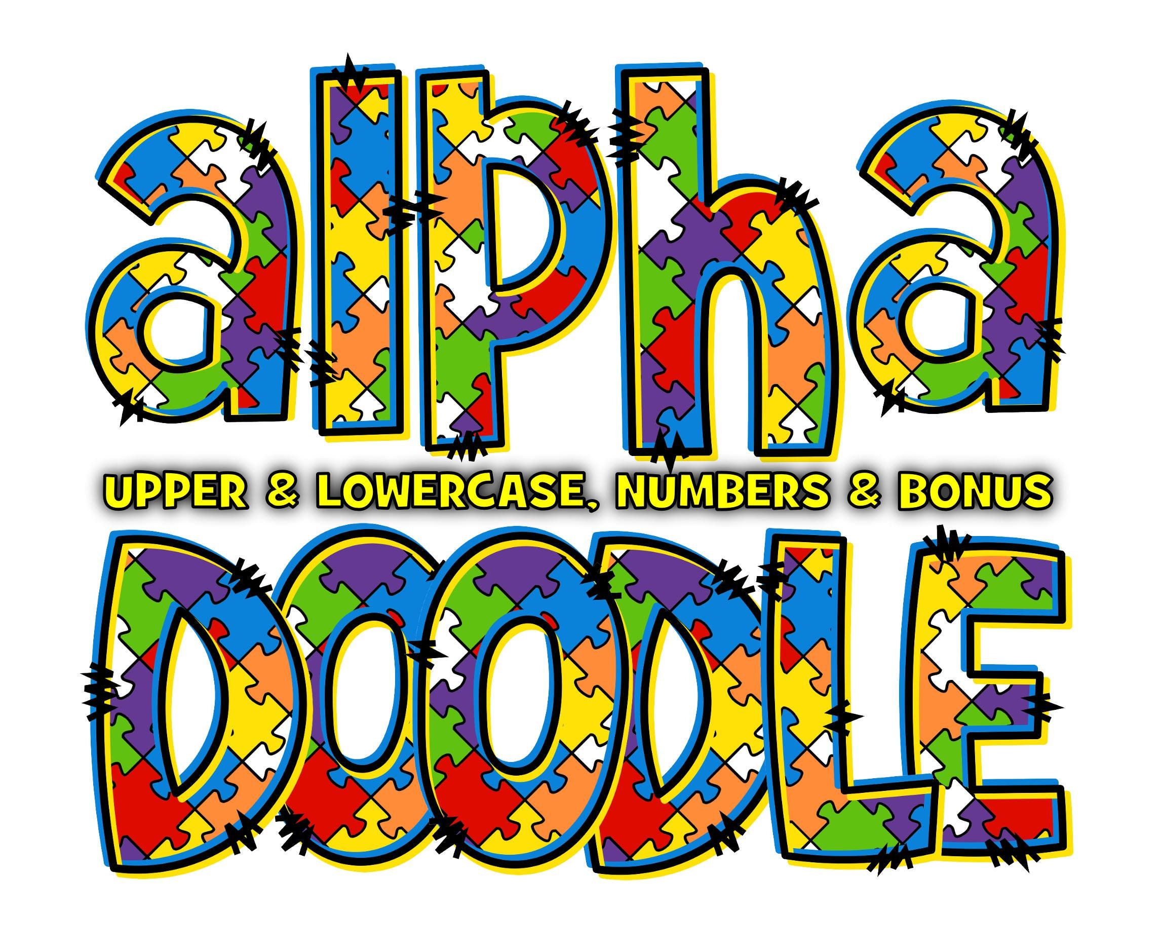Autism Alphabet Doodle PNG Font Uppercase and Lowercase - Etsy UK