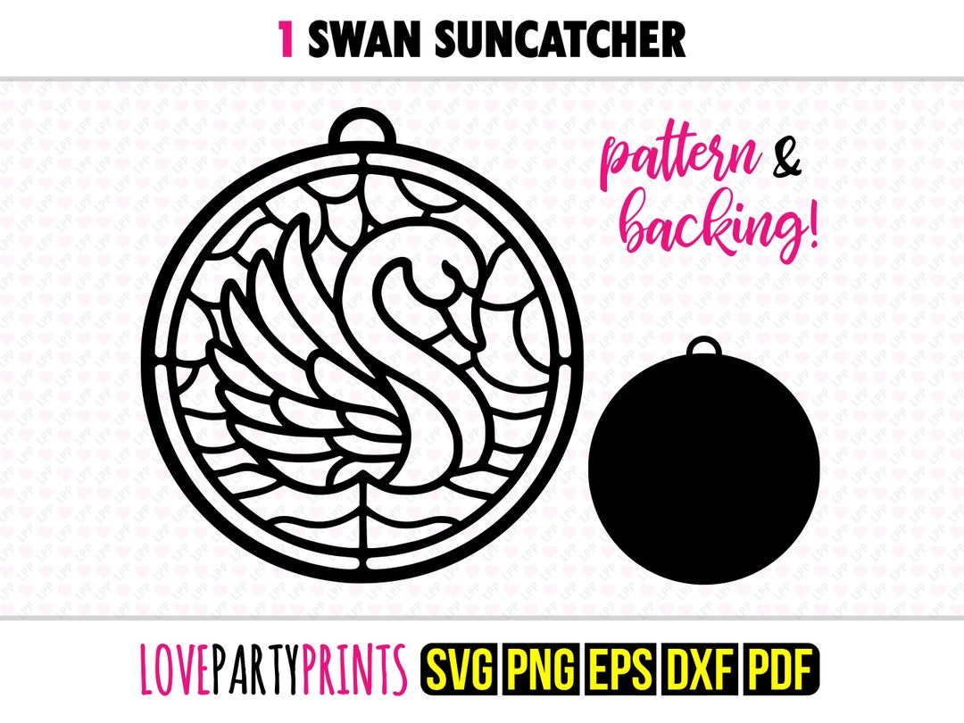 Swan Suncatcher SVG, DXF, PNG, Pdf, Eps, Wildlife Swans Bird Hanging ...