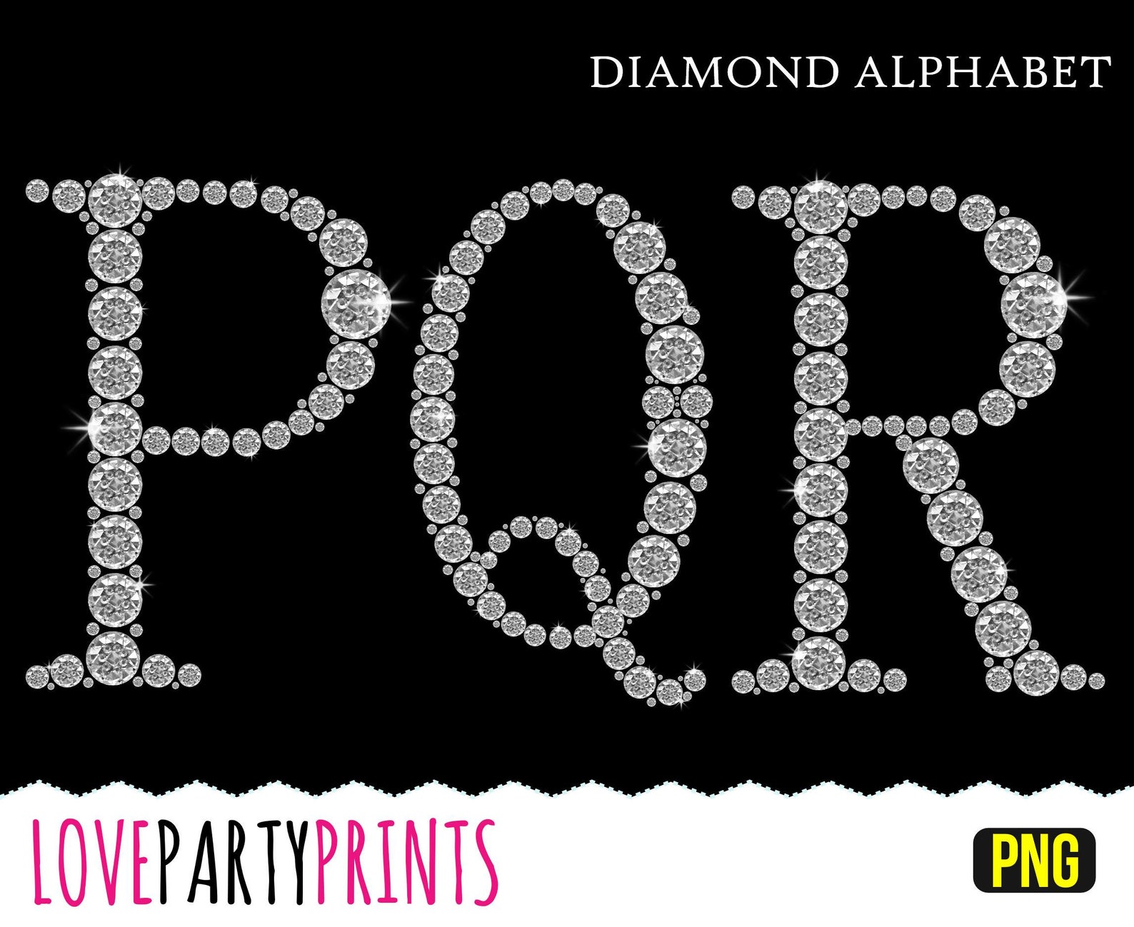 DIAMOND FONT PNG Files, Full Diamond Alphabet, 300dpi High Quality ...