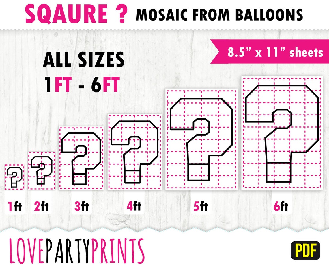 Mosaic Question Mark From Balloons Template PDF 1ft 2ft - Etsy