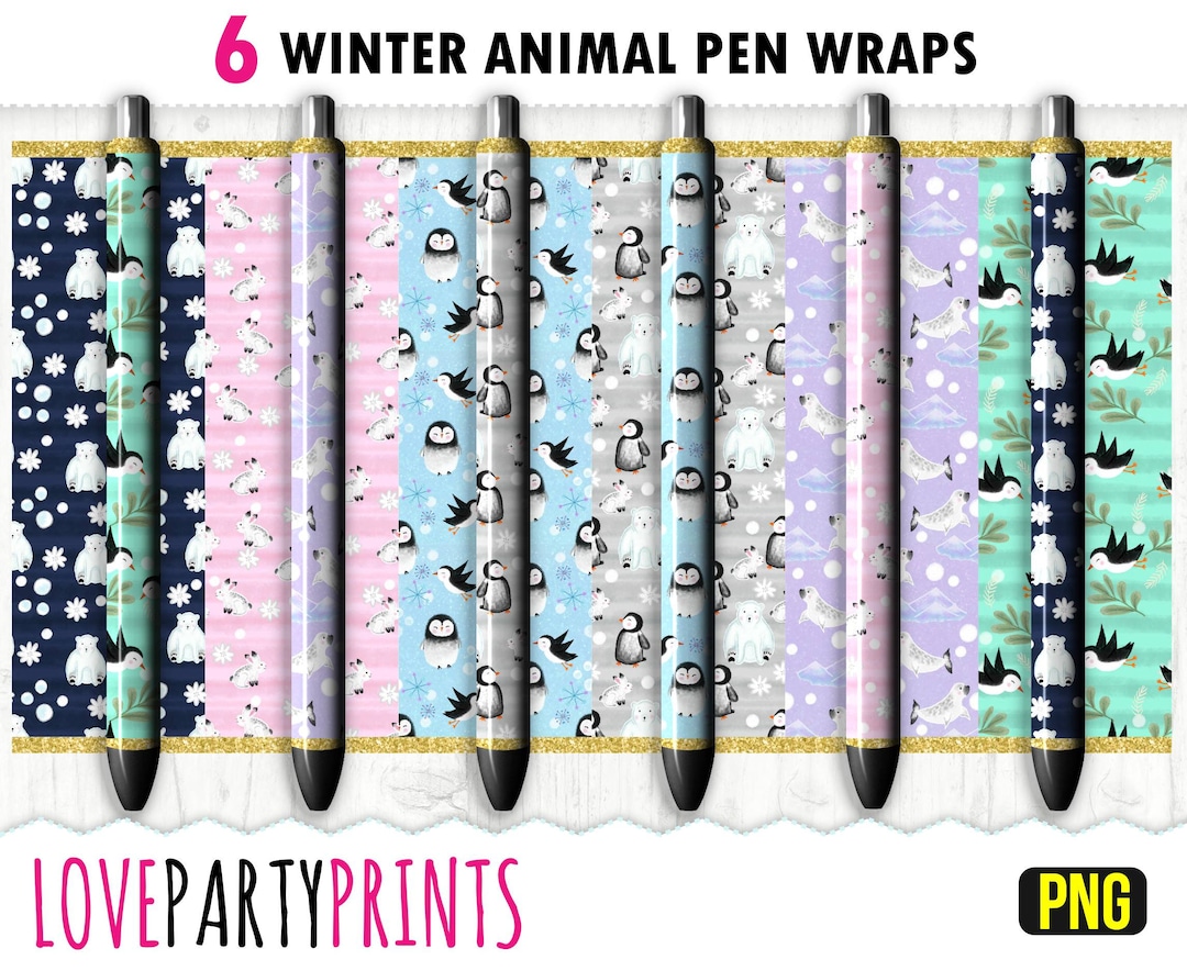 Winter Pen Wrap PNG, Penguin Pen Wrap, Walrus Pen Wrap, Polar Bear Pen ...