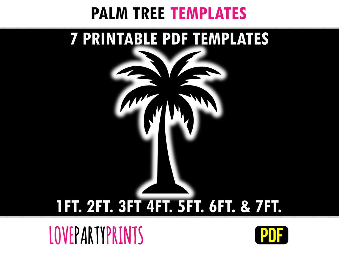 Palm Tree Template PDF, 1ft-7ft Trace & Cut Templates, Life Size Beach ...