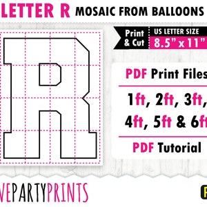 Square Letter R Mosaic From Balloons Mosaic Template 1ft - Etsy