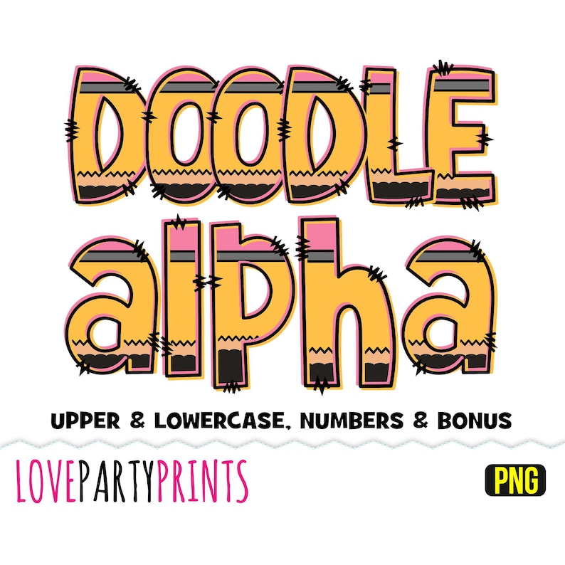Pencil Alphabet Doodle PNG Font, Uppercase and Lowercase Alphabet ...