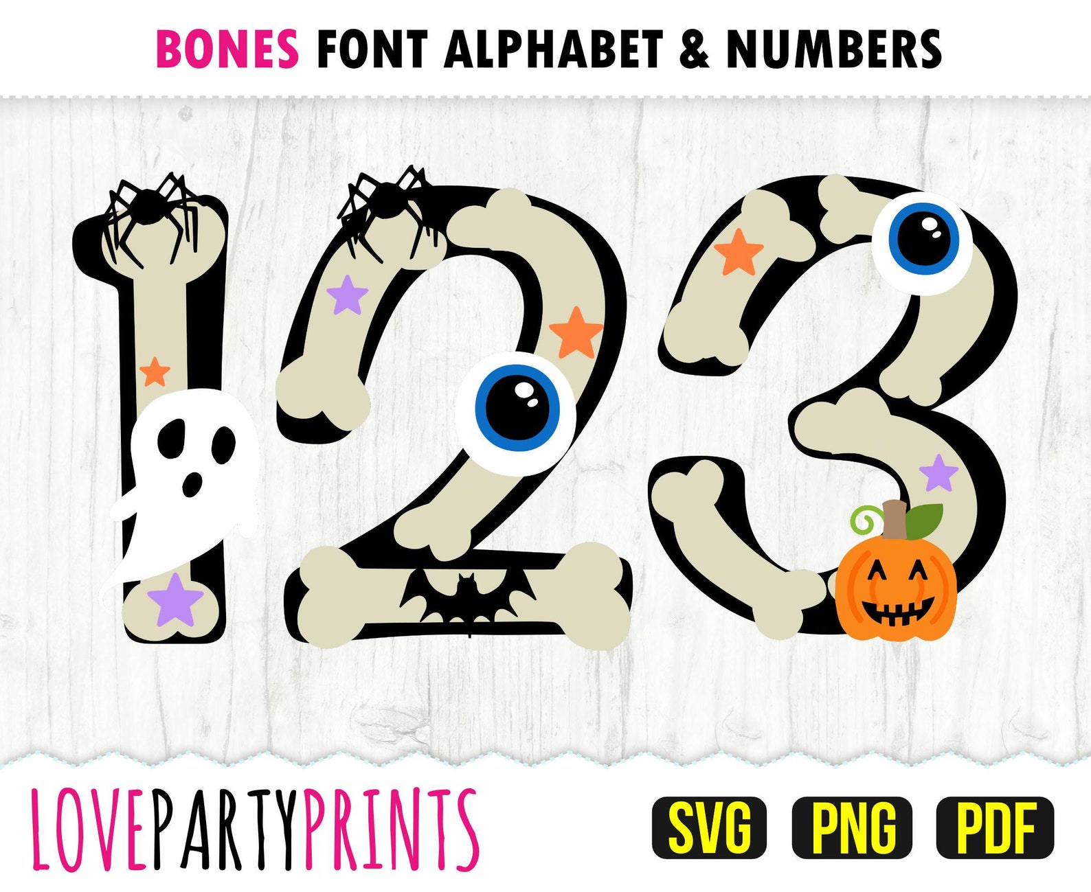 Bones Font Svg Png Pdf Bones Alphabet Bones Numbers Bones - Etsy