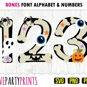 Bones Font Svg Png Pdf, Bones Alphabet, Bones Numbers, Bones Clipart ...