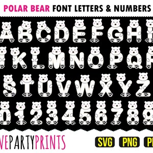 POLAR BEAR FONT Svg, Png and Pdf Files, Polar Bear Alphabet and Numbers ...