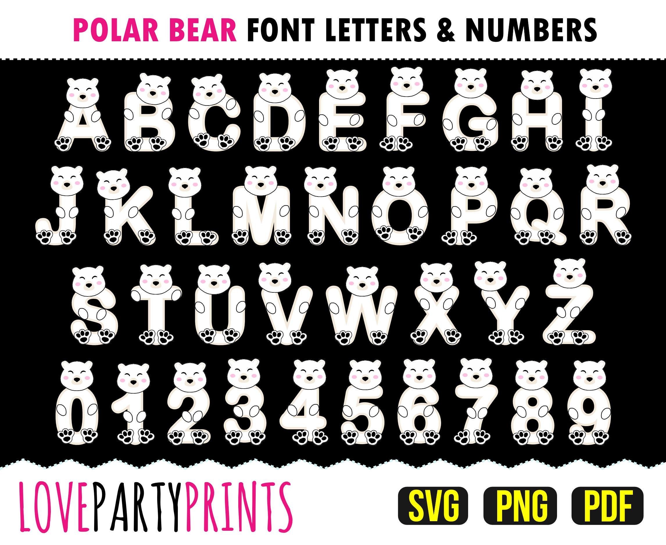 POLAR BEAR FONT Svg Png and Pdf Files Polar Bear Alphabet - Etsy UK