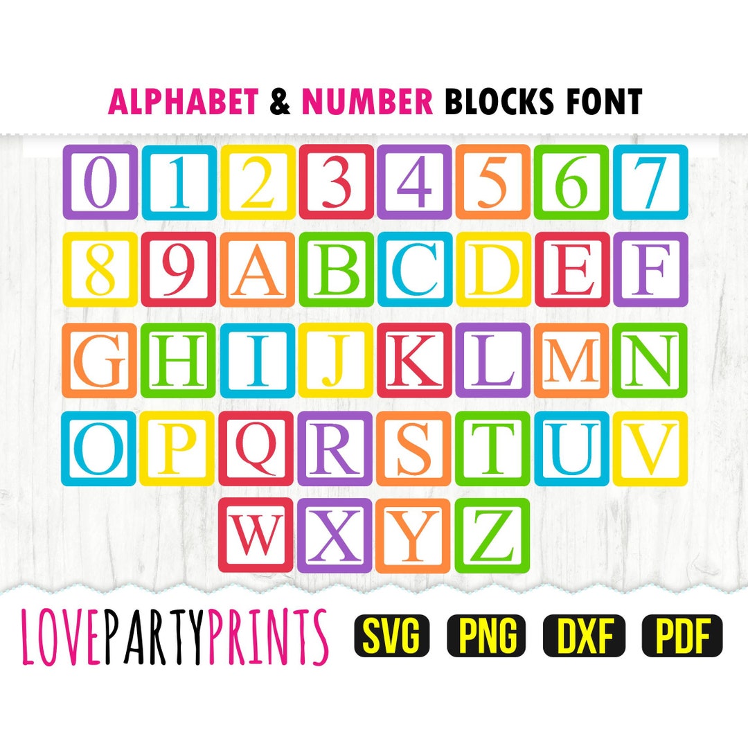 Alphabet Blocks SVG, Pdf, Dxf, Png, Letter Blocks A-Z, Number Blocks 0 ...