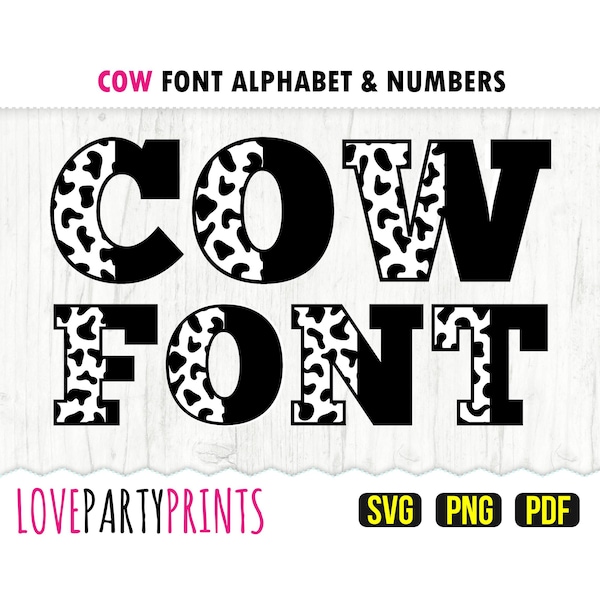 Cow Print Font - Etsy